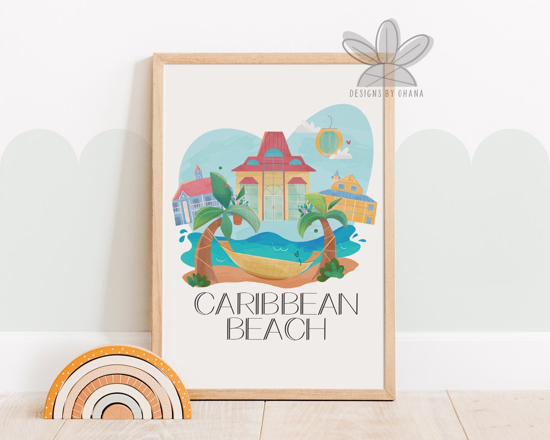 Caribbean Beach Resort Art Print Printable Art Beach Nursery Art ...