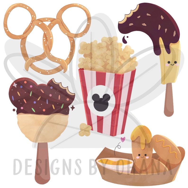 Snack Goals Clip Art | Instant Download | Mickey Pretzel | Popcorn ...