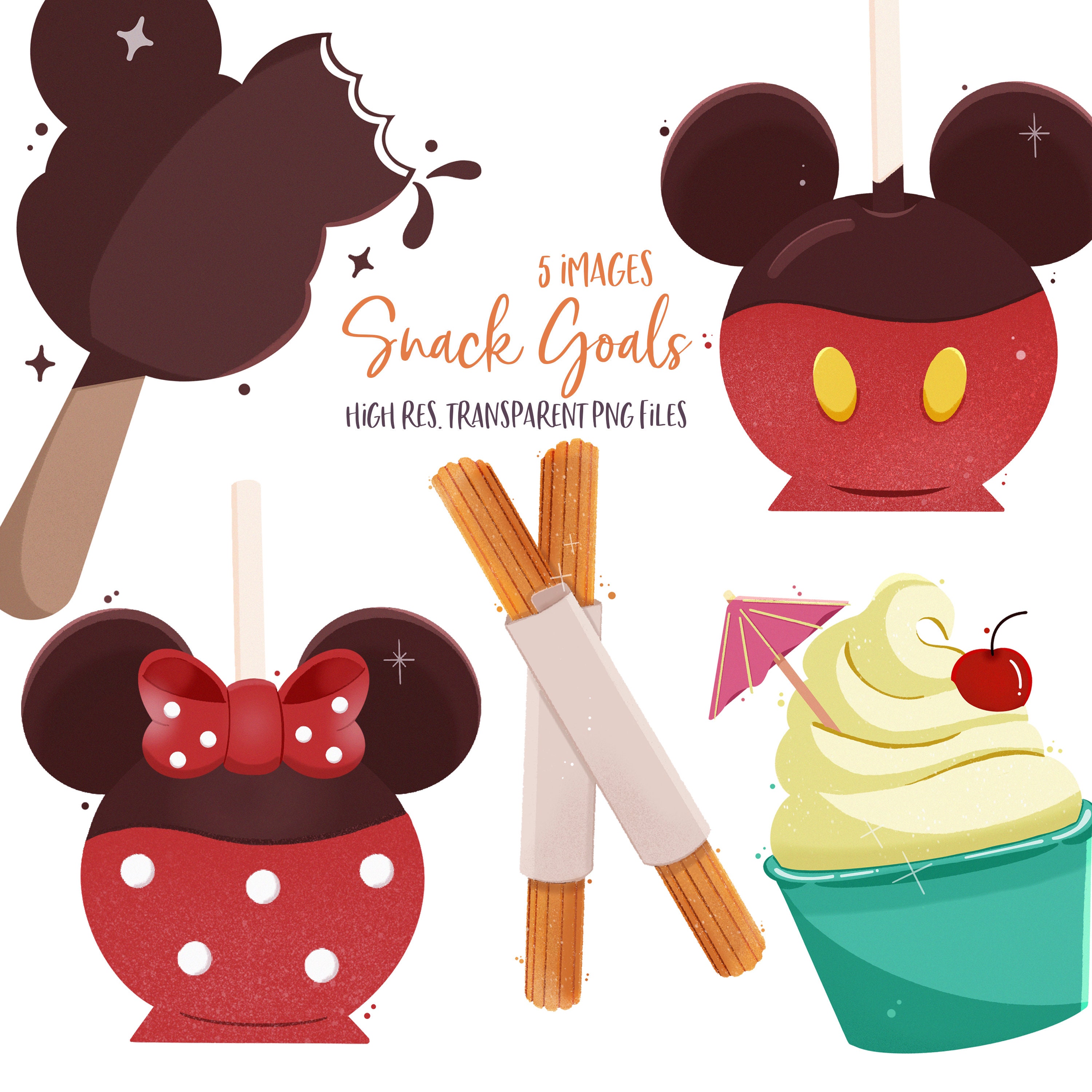 Snack Goals Clip Art Instant Download Mickey Ice Cream Churros Dole ...