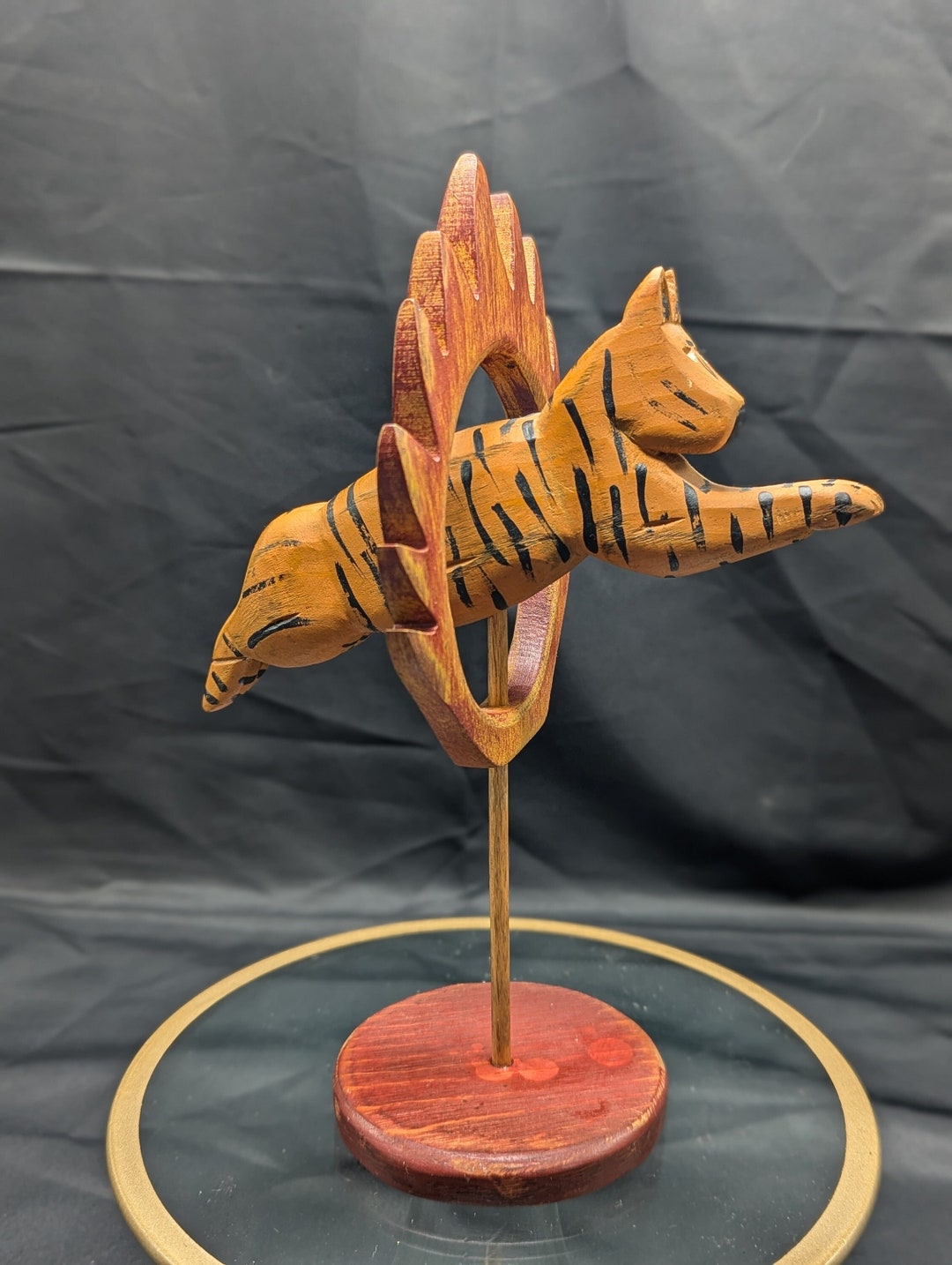 Wolf Creek Circus Tiger. Hand Carve and Painted Folk Art. Tiger Jumping ...
