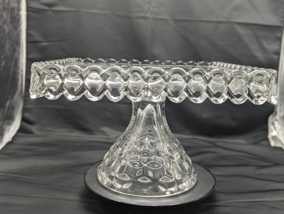 Fostoria "american" Square Crystal Cake Stand. Tall Footed Fostoria ...