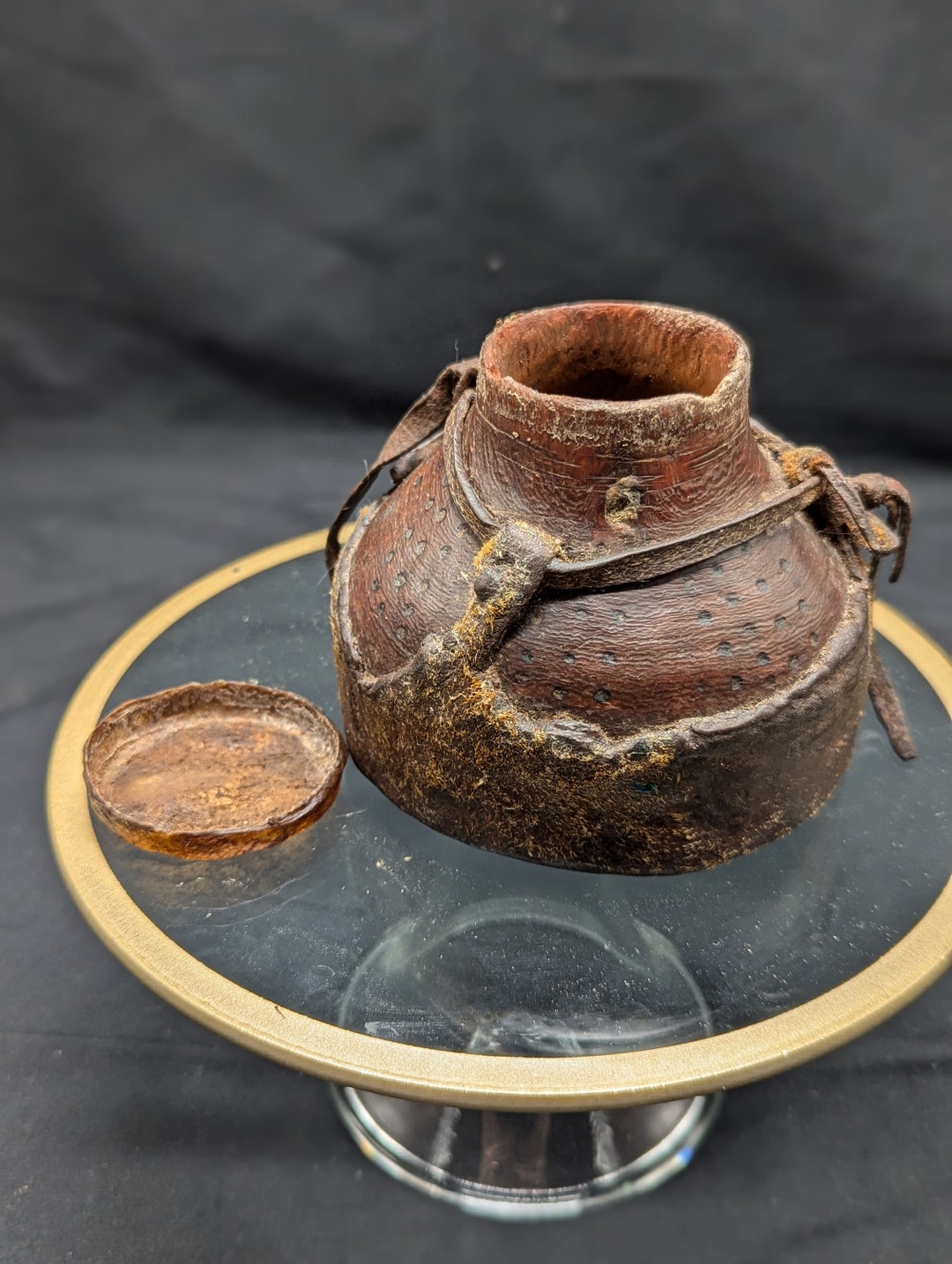 African Turkana Elmolo Vessel. Elmolo Butter/fat Jar. Leather and Wood ...