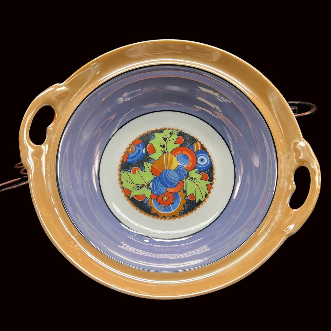 Lusterware Art Deco Bowl With Handles, Celebrate Pattern, Handled Bowl ...