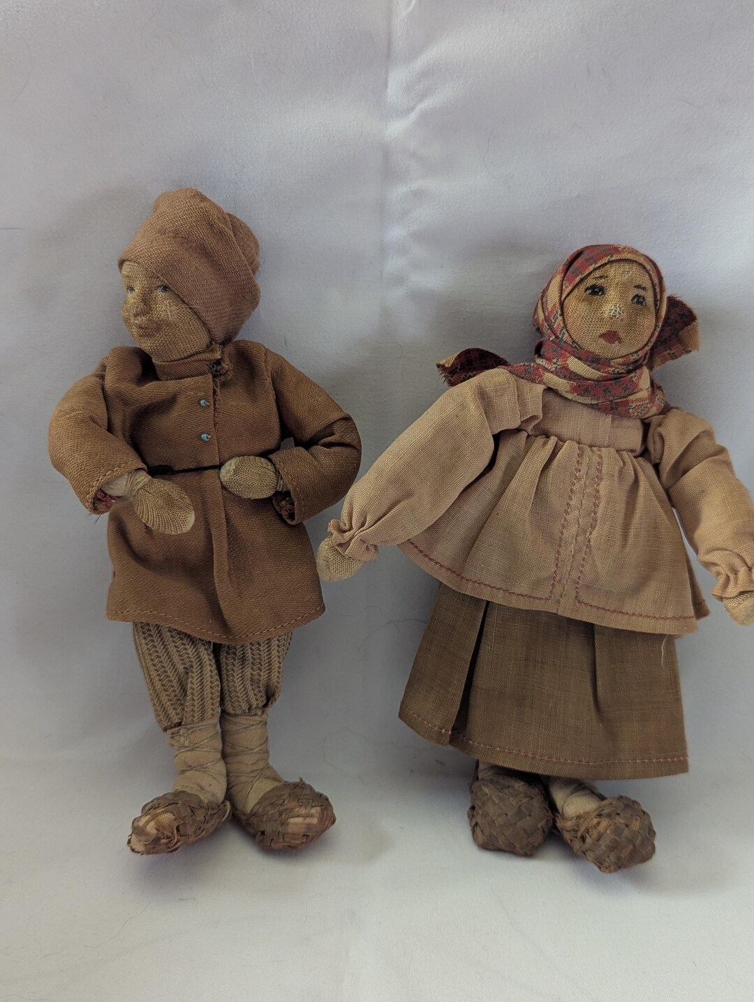 2 Russian Stockinette Folk Dolls. Handmade Russian Folk Art Dolls ...