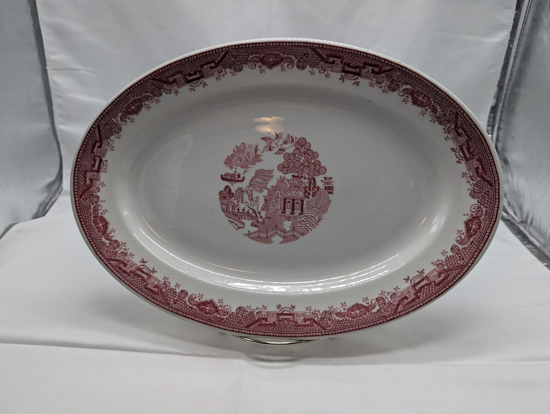Jackson China, Red Willow Pattern Serving Dish. Fall's Creek PA Red ...