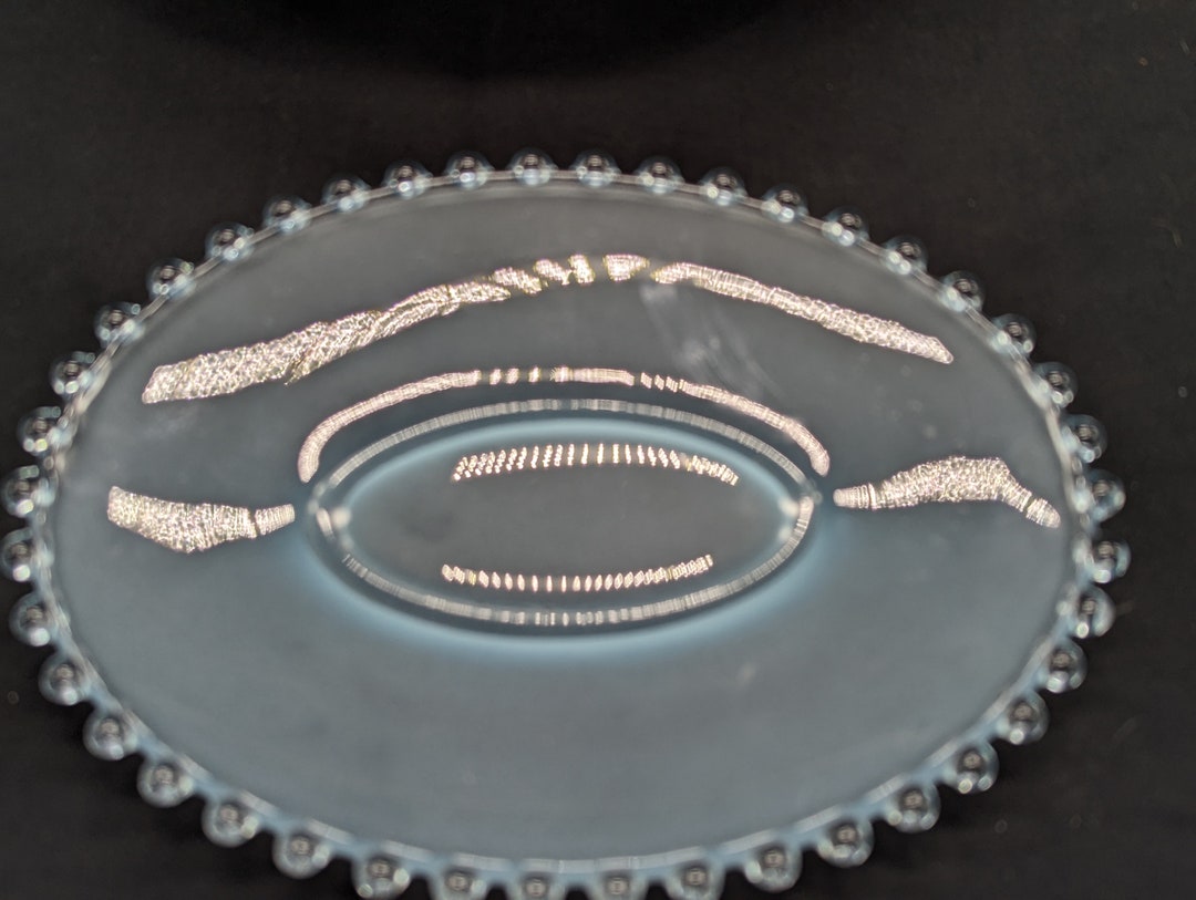 Imperial/viking dalzell Frosted Blue Candlewick Oval Shallow Bowl. Ice ...