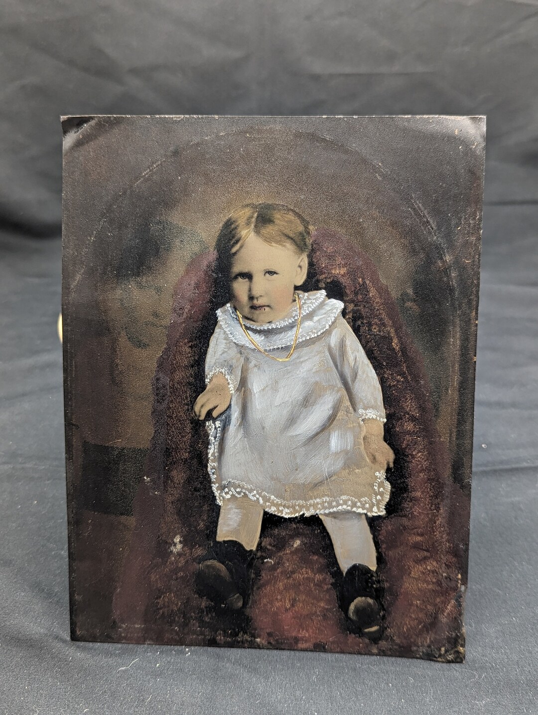 Hand Painted Tintype, 1800s. Tintypeferrotype of Young Boy. Ghost Image ...