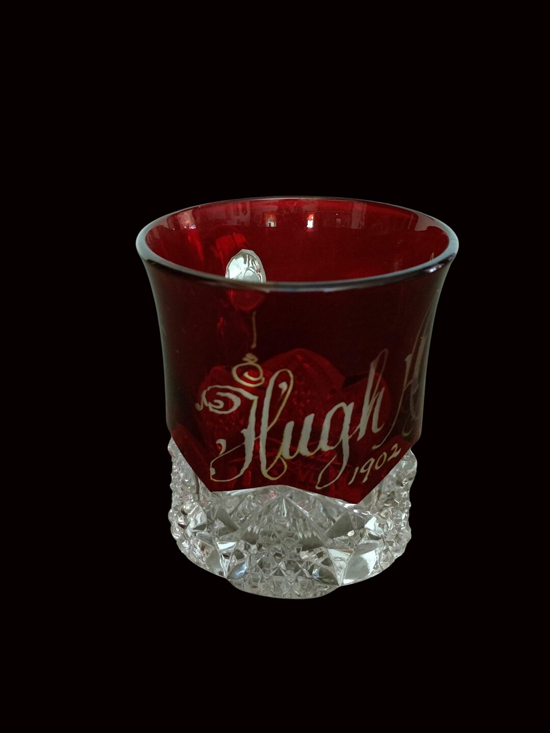 Antique Ruby Stained Flash Glass Baptismal Cup, Antique Christening Cup ...