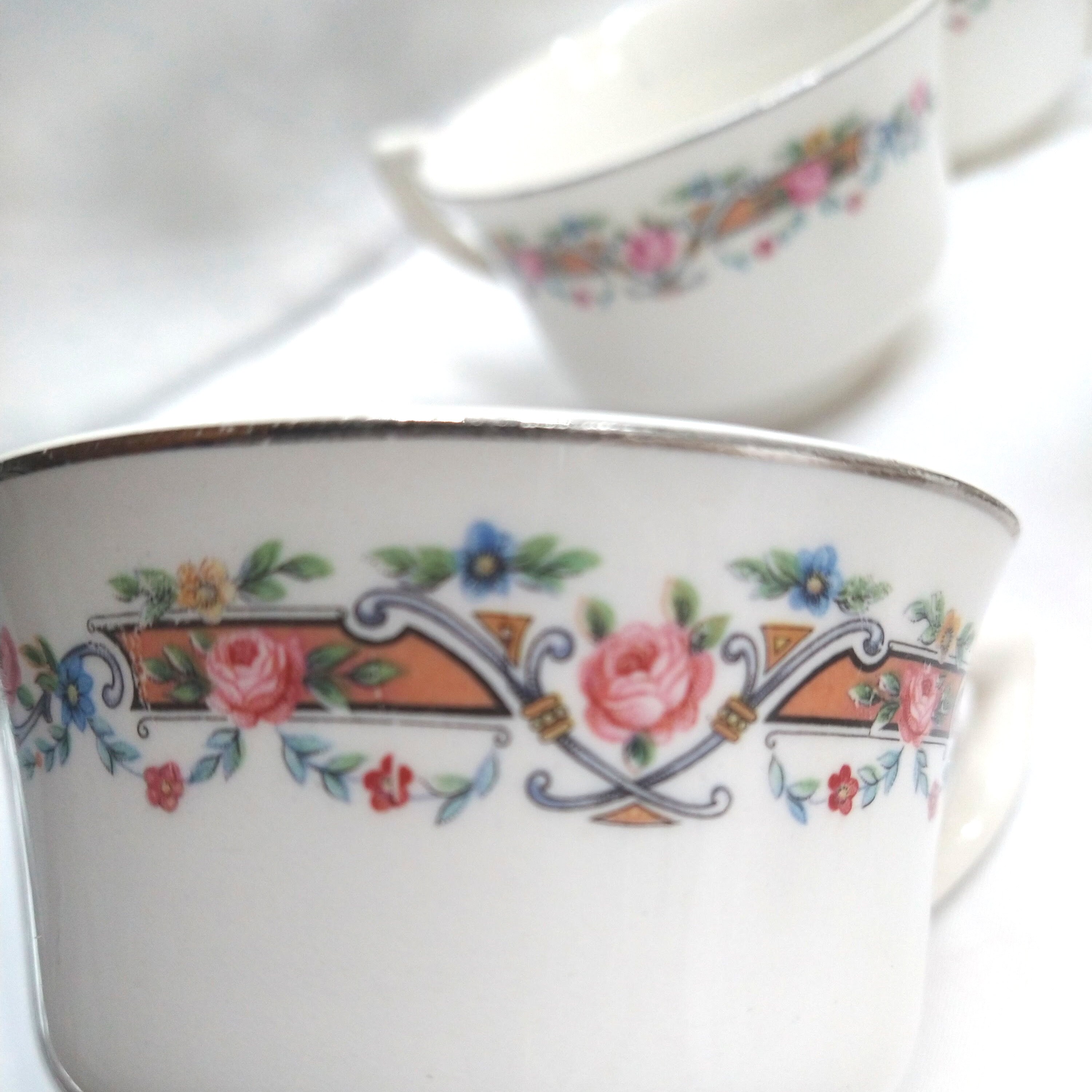 11 Piece W.S. George China Service in Flower Rim Pattern Lido - Etsy