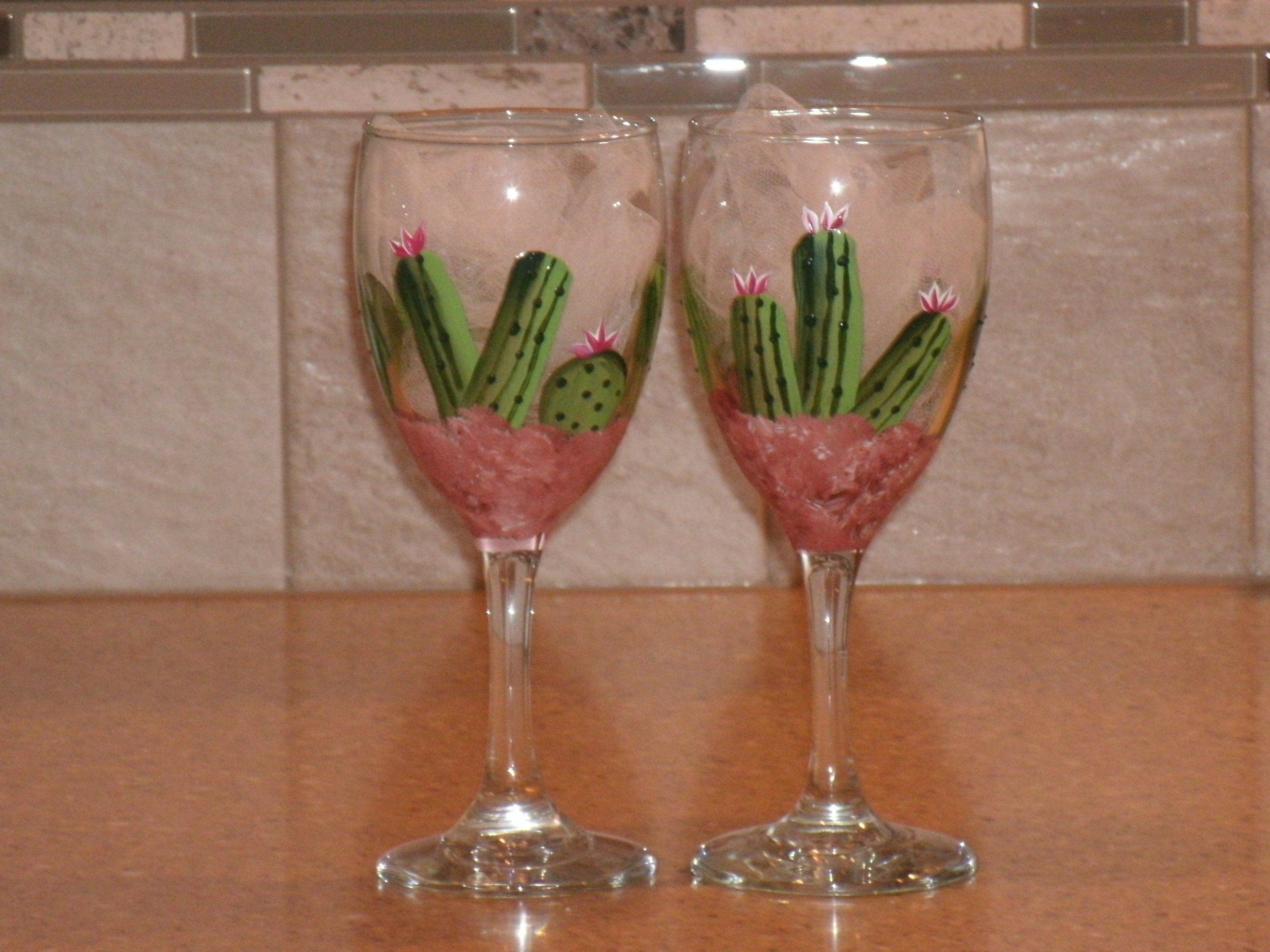 CACTUS WINE GLASSES set of four | Etsy