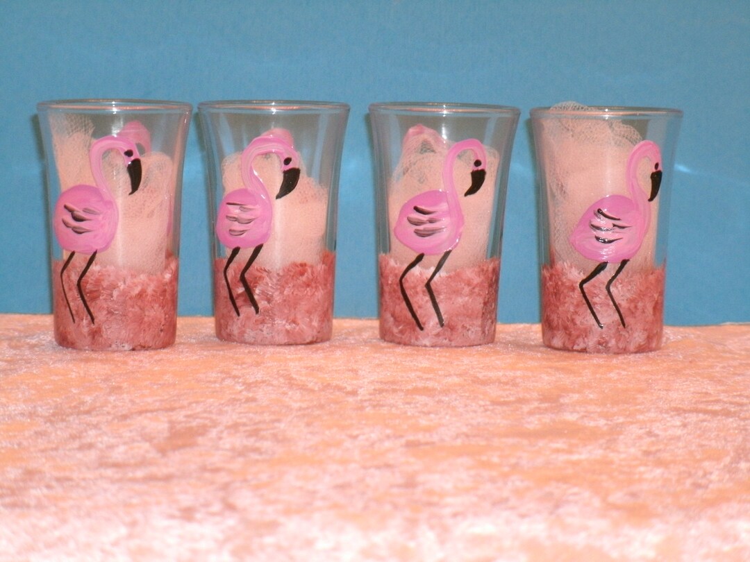 FLAMINGO SHOT GLASSES, Set of Four - Etsy