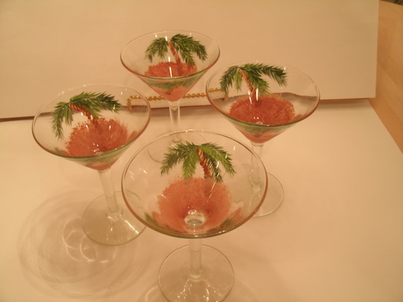 PALM TREE MARTINI glasses set of four | Etsy