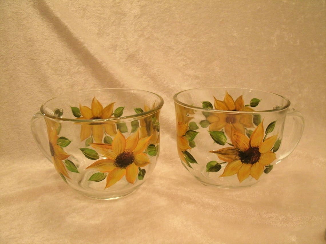 SUNFLOWER CUPS, Set of Two - Etsy