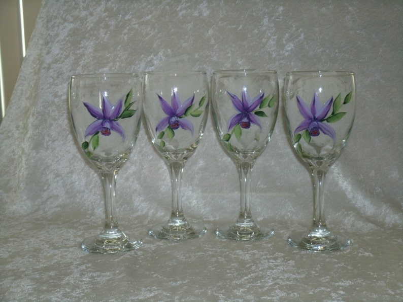 ORCHID WINE GLASSES, 10 Oz. Set of Four - Etsy
