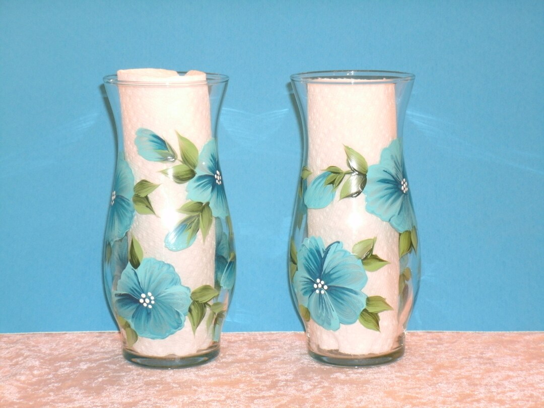 BLUE PANSY VASES, Set of Two - Etsy