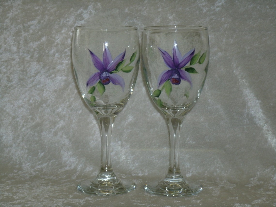 ORCHID WINE GLASSES, 10 Oz. Set of Four - Etsy