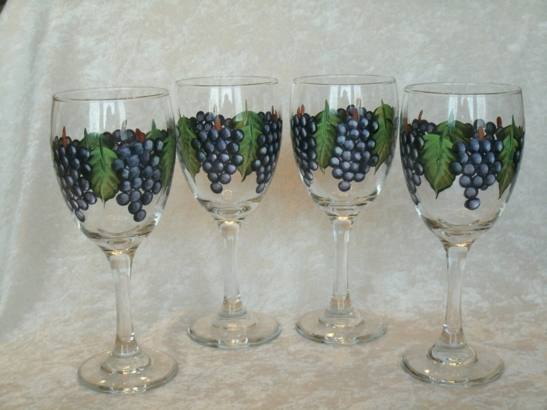 GRAPE WINE GLASSES Set of Four - Etsy
