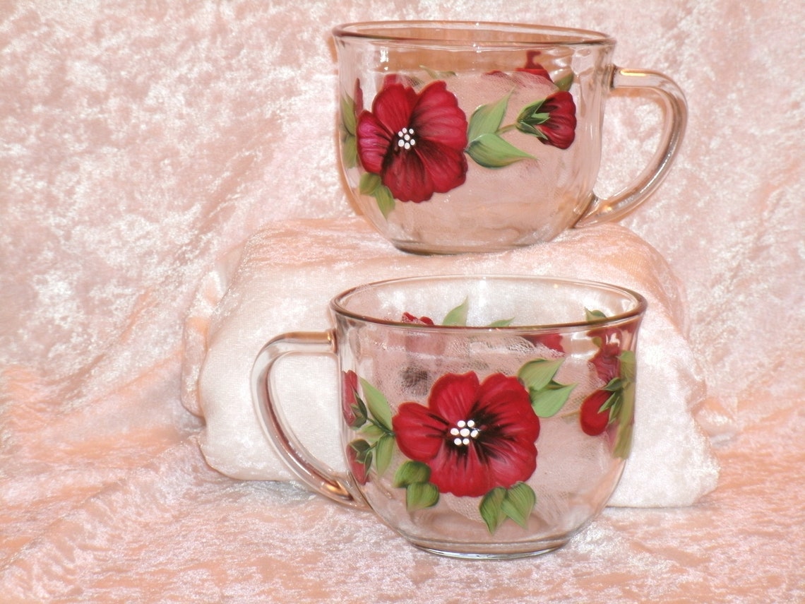 POPPY MUGS Set of Two - Etsy