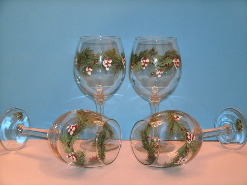 Pinecone Wine Glasses Set Of Four Etsy