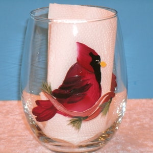 Stemless CARDINAL WINE GLASSES, Set of Four - Etsy