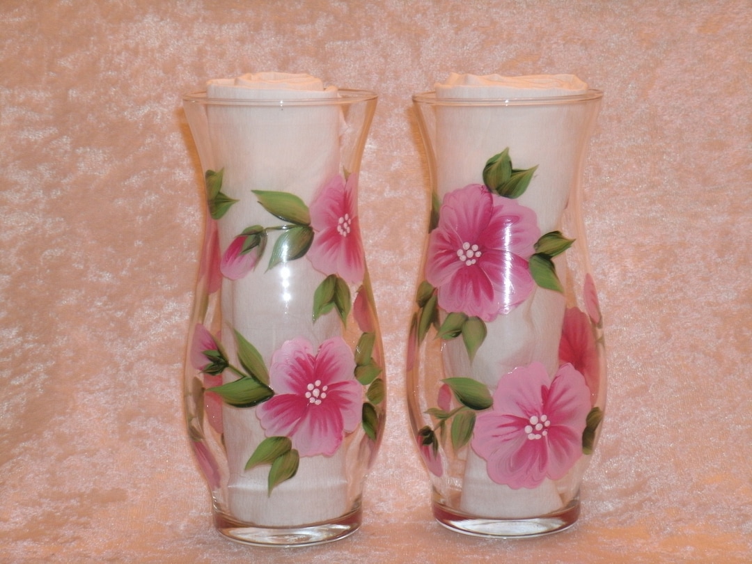 PINK PANSY VASES, Set of Two - Etsy