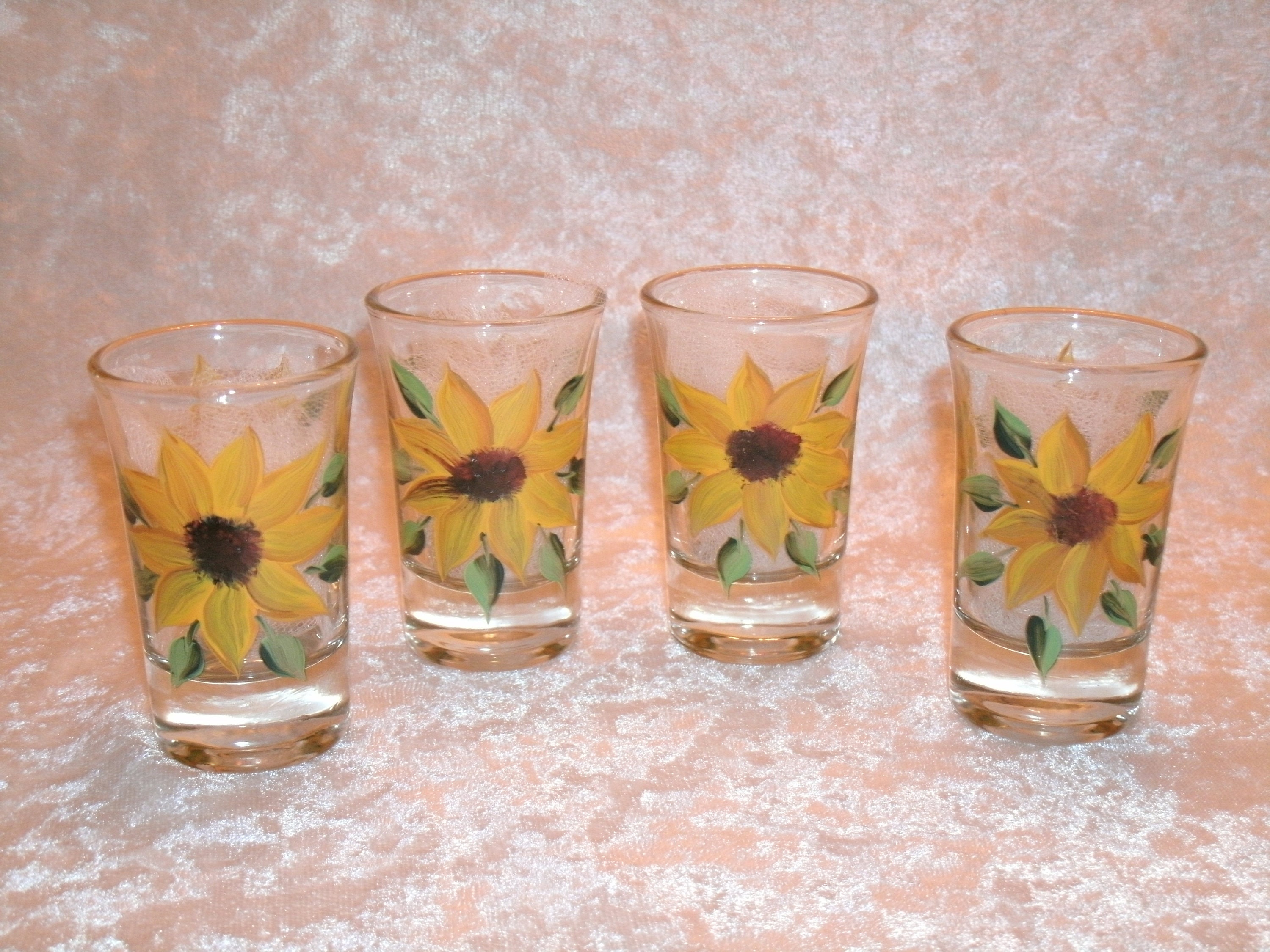 SUNFLOWER SHOT GLASSES set of four | Etsy
