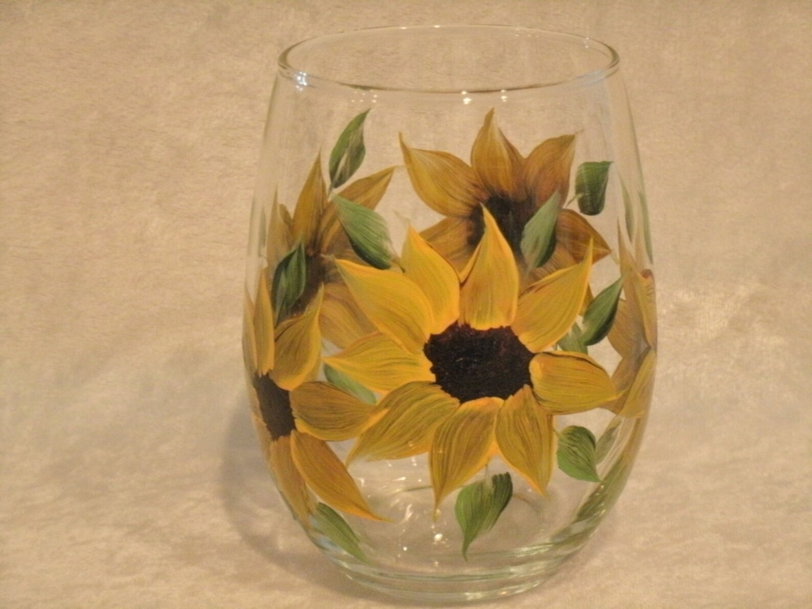 SUNFLOWER GLASSES STEMLESS Set of Four - Etsy