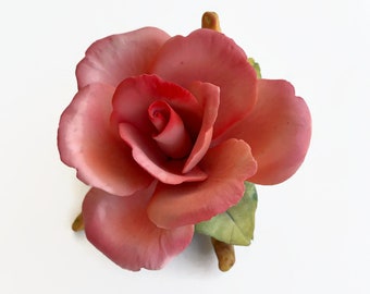 Capodimonte Porcelain Flowers Italy, , Vintage Capodimonte Single Rose ...