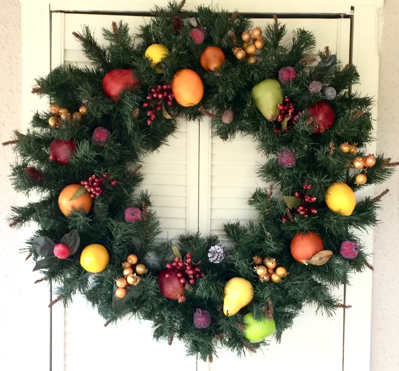 Christmas Holiday Fruit Wreath 32 diameter Front Door | Etsy