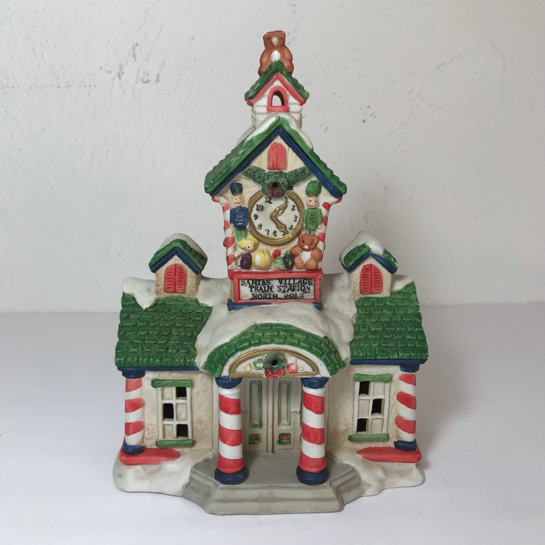 Santas Village Train Station North Pole 1992 Christmas Village - Etsy