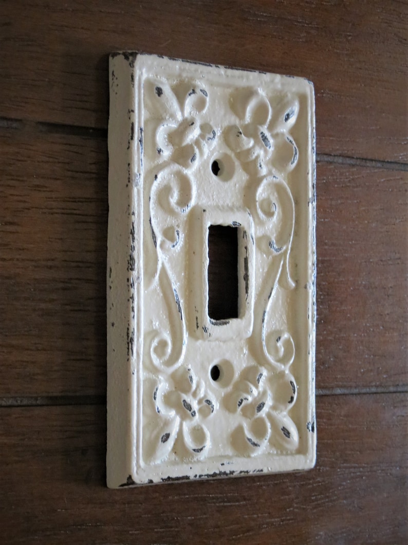 Distressed Fleur De Lis Light Switch Cover, Creamy White Cast Iron - Etsy