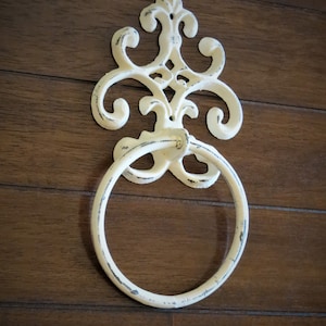 Fleur De Lis Towel Ring / Creamy White or Pick Color Towel Hanger ...