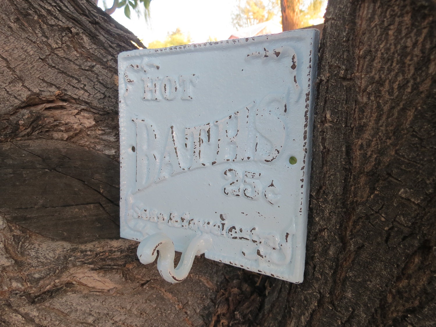 Bathroom Wall Hook Sign / Pale Blue or Pick Color / Shabby | Etsy