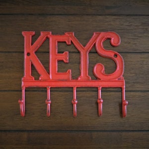 KEYS Key Rack and Sign / Metal Wall Hook / Key Hanger / Shabby Chic ...