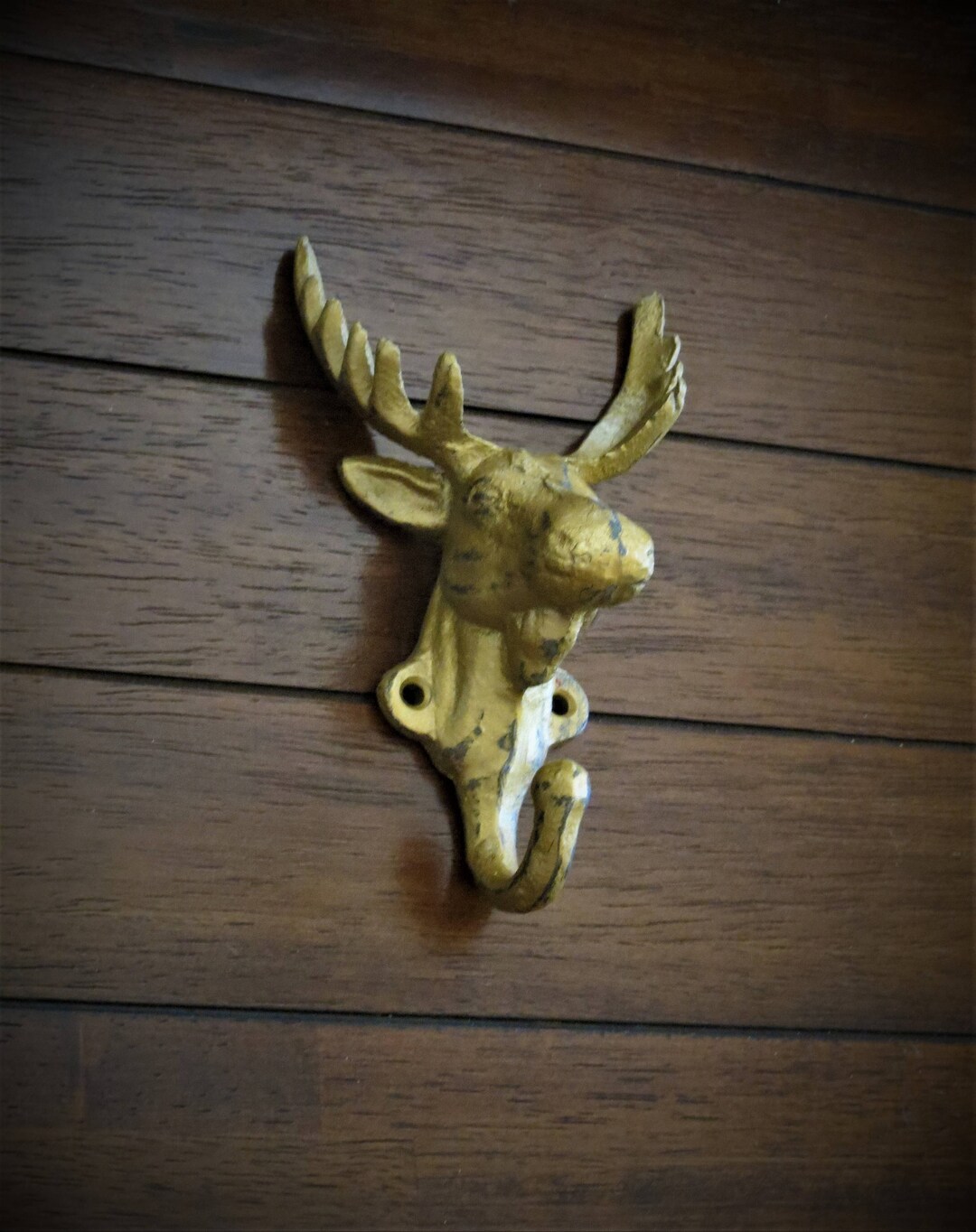 Moose Hook / Cast Iron Hanger / Antique Gold or Pick Your Color / Cabin ...