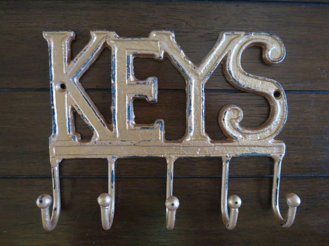 Cast Iron Keys Rack With Hooks, Distressed Entryway Key Holder - Etsy