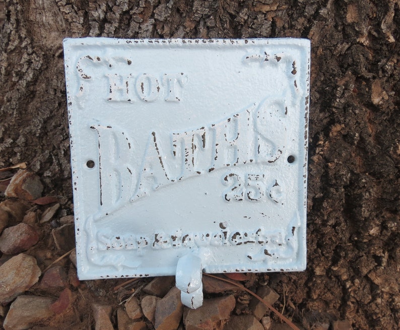 Bathroom Wall Hook Sign / Pale Blue or Pick Color / Shabby | Etsy