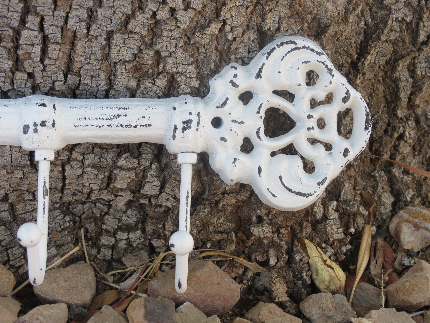 Shabby Chic Key Holder / Skeleton Key Rack / Antique White or | Etsy