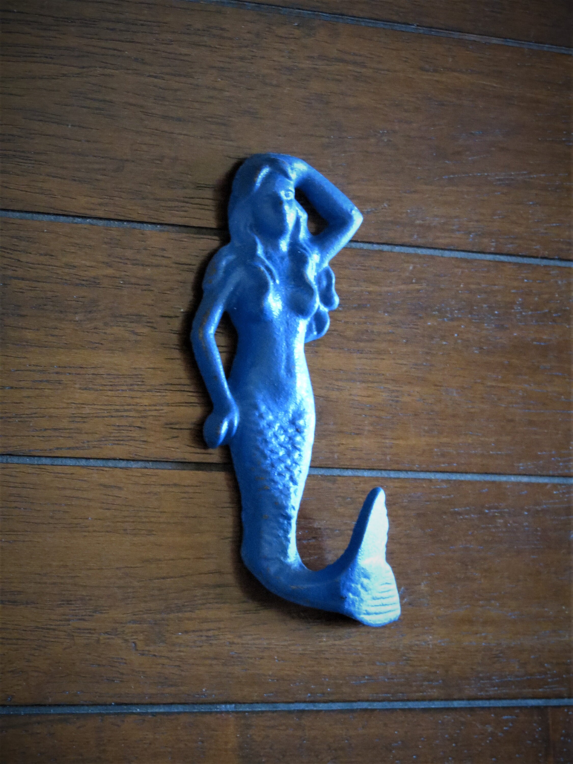 Mermaid Cast Iron Hook / Deep Blue or Pick Color / Beach | Etsy