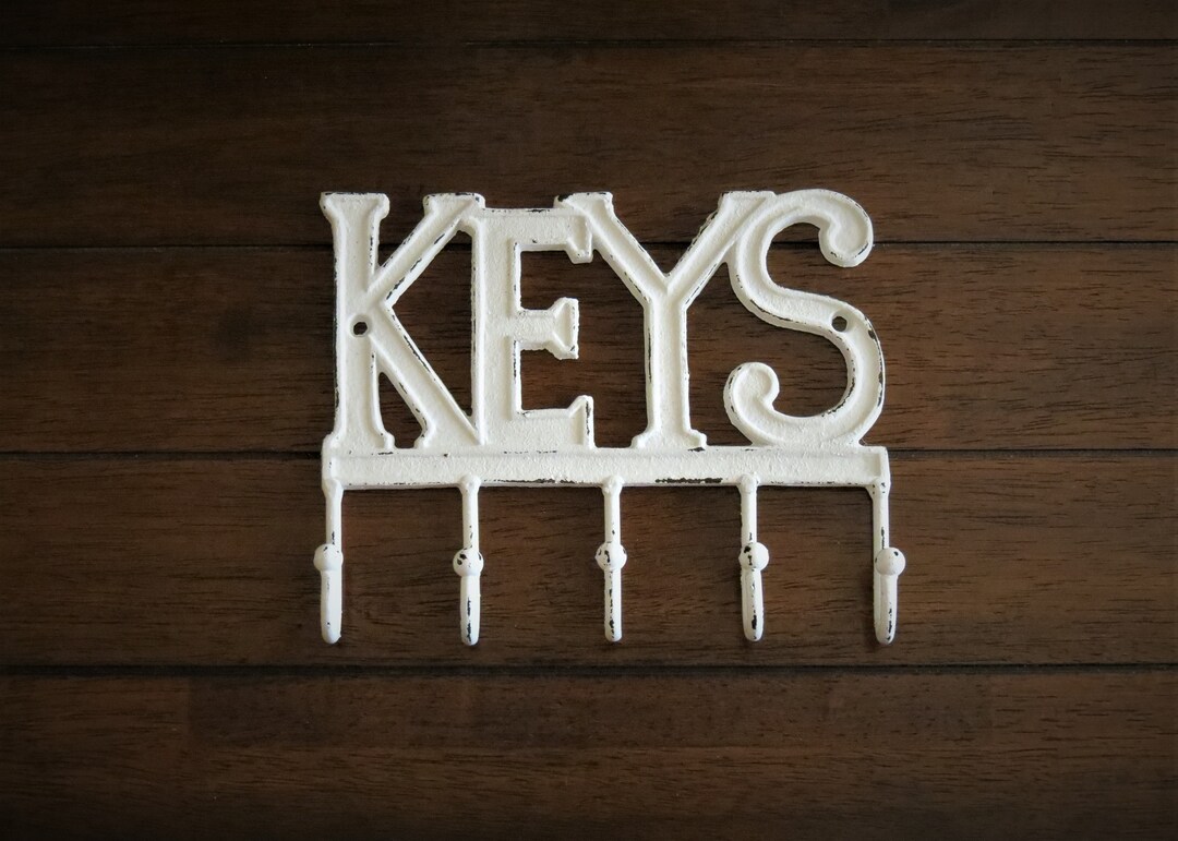 Cast Iron Key Rack, Antique White Distressed Metal Wall Hook - Etsy