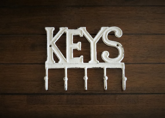 Key Rack / Metal Wall Hook and Sign / Key Hanger / Shabby Chic | Etsy