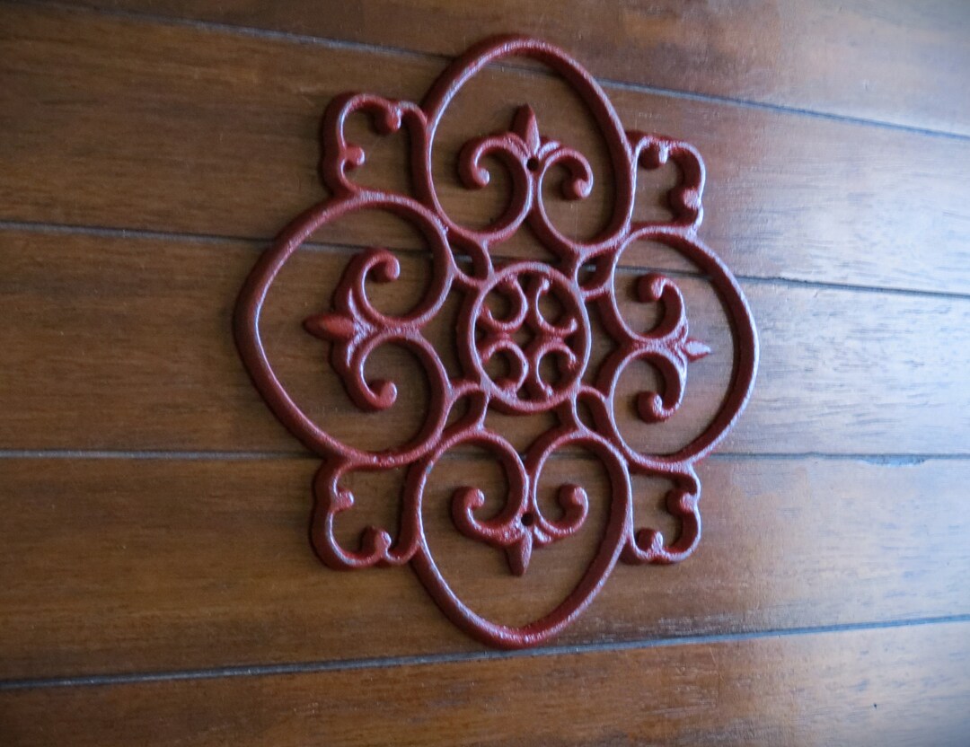 Scrolled Cast Iron Medallion in Colonial Red or Pick Your Color - Etsy