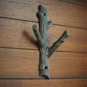 Coat Hat Leash Key Hook / Tree Branch Decor / Oil Rubbed Bronze or Pick ...