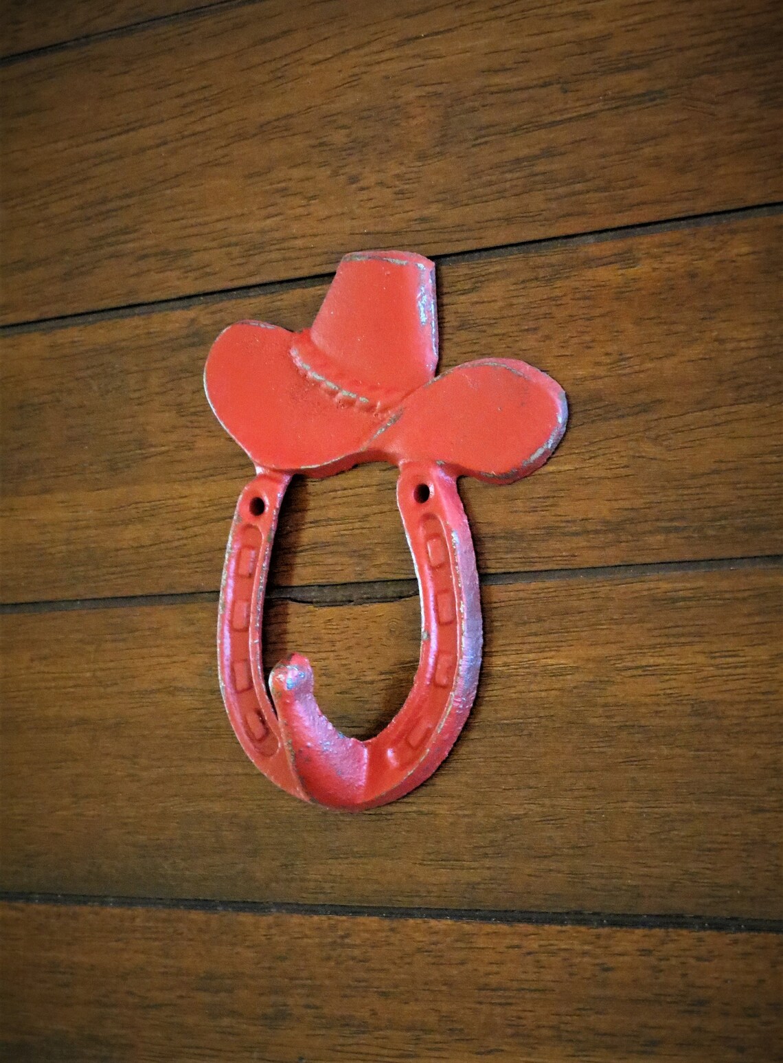 Cast Iron Wall Hook / Cowboy Hat Horseshoe / Colonial Red or - Etsy