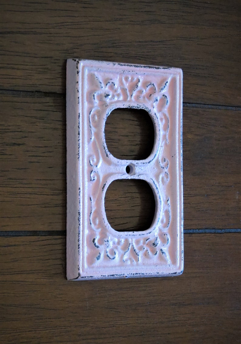 Pale Pink Cast Iron Outlet Cover, Fleur De Lis Shabby Chic Decor - Etsy