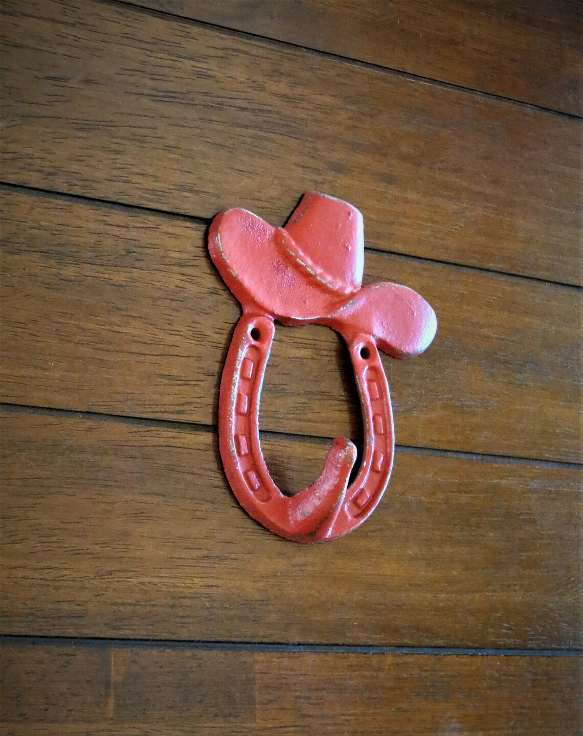 Cast Iron Wall Hook / Cowboy Hat Horseshoe / Colonial Red or - Etsy