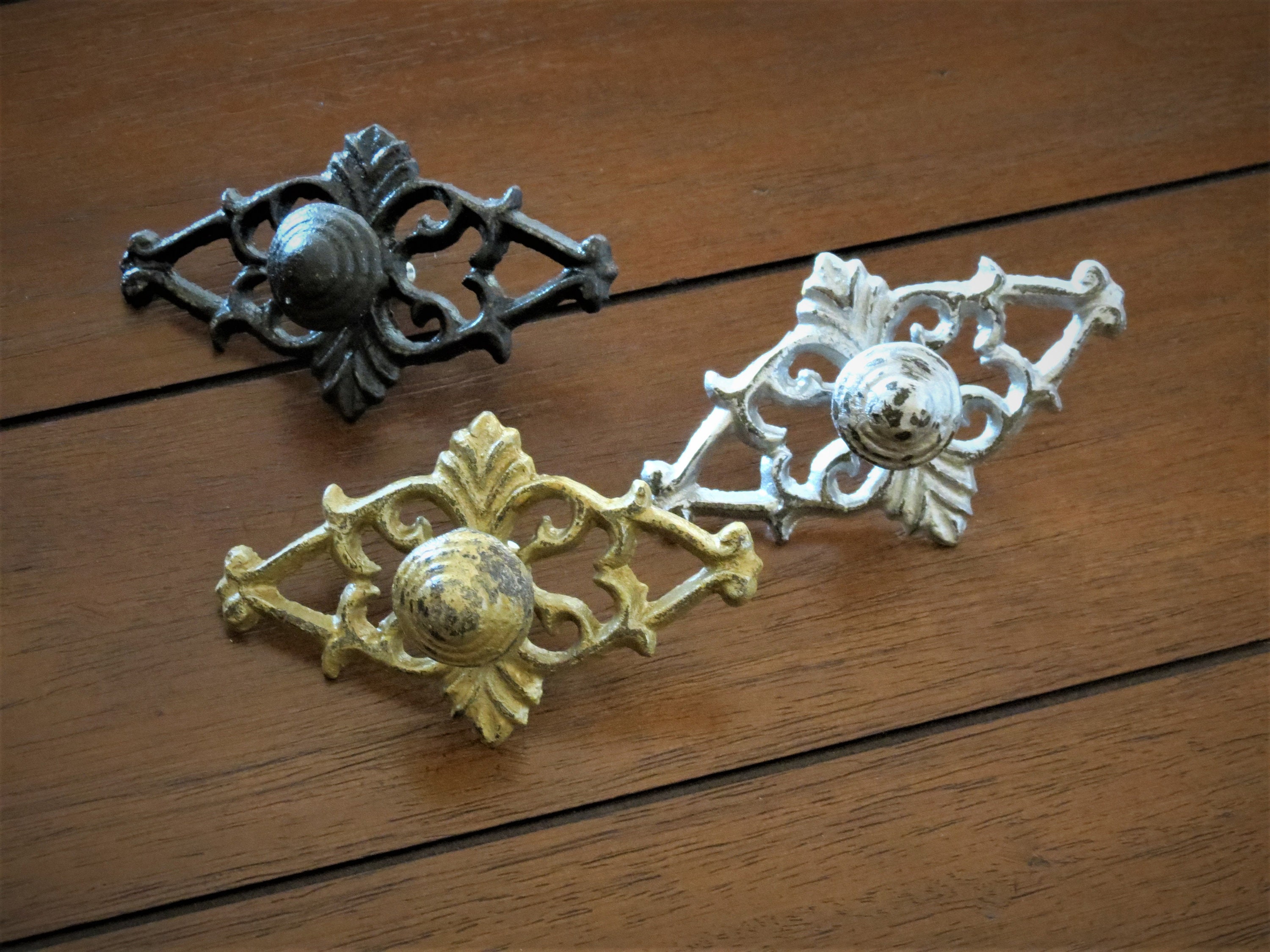 Ornate Cast Iron Pulls / Choose From 40 Colors / Cottage Chic | Etsy