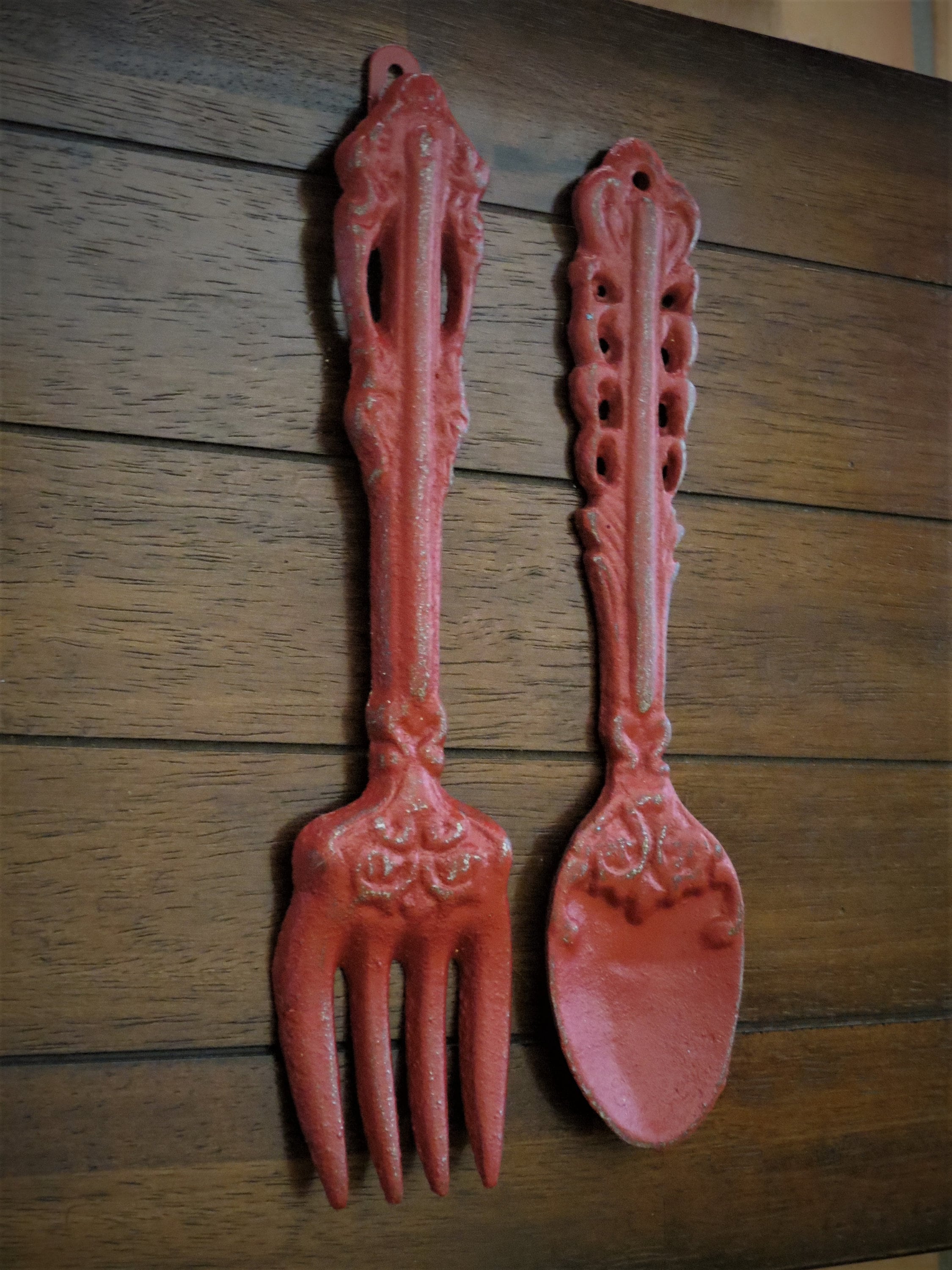 Farmhouse Wall Decor / Metal Fork and Spoon / Colonial Red or | Etsy