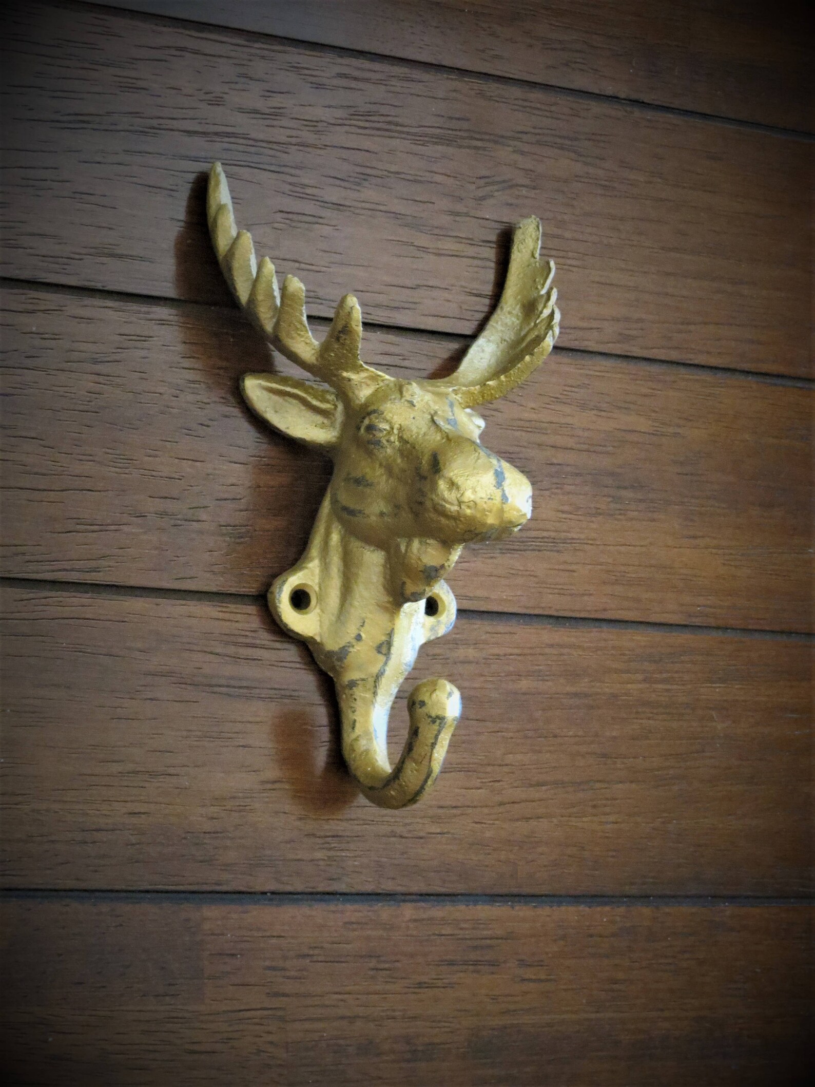 Moose Hook / Cast Iron Hanger / Antique Gold or Pick Your | Etsy