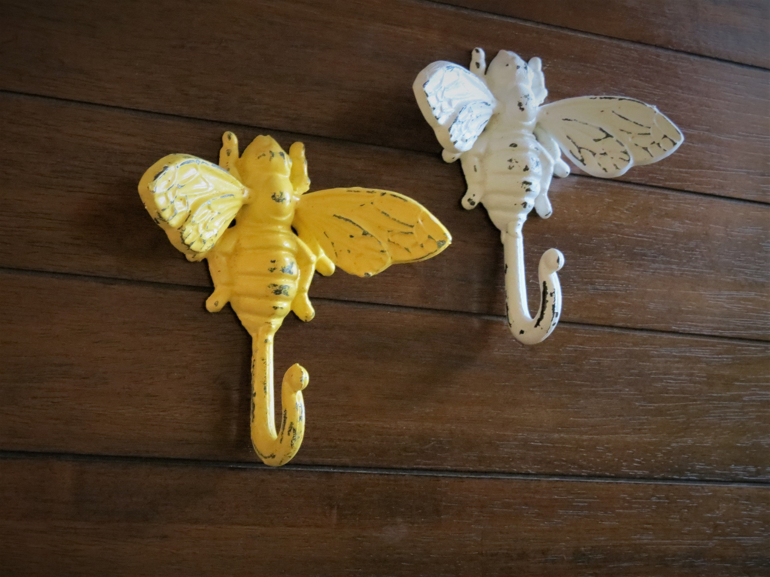Bee Wall Hook / Cast Iron Hanger / Antique White or Pick Color | Etsy